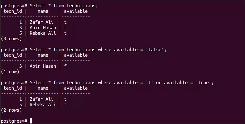 PostgreSQL Boolean tipovi podataka 1441_9