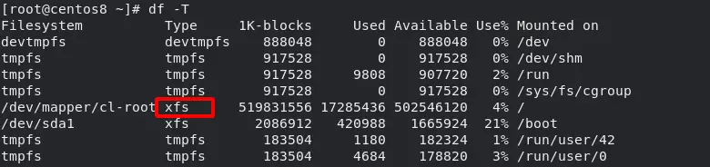 CentOS 8 étend la partition racine à l'aide de LVM 1521_4