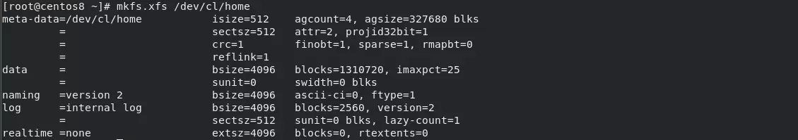 CentOS 8 étend la partition racine à l'aide de LVM 1521_5