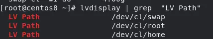 CentOS 8 LVM ஐப் பயன்படுத்தி ரூட் பகிர்வை நீட்டிக்கிறது 1521_6