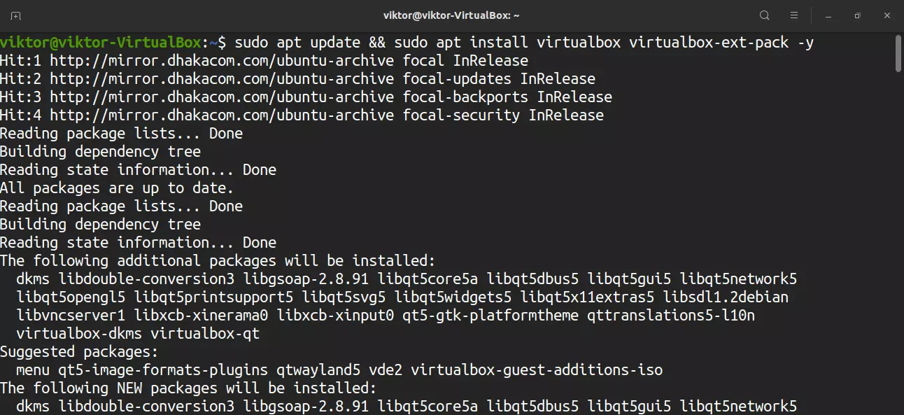 Instalu kaj Uzu VirtualBox en Ubuntu 20.04
