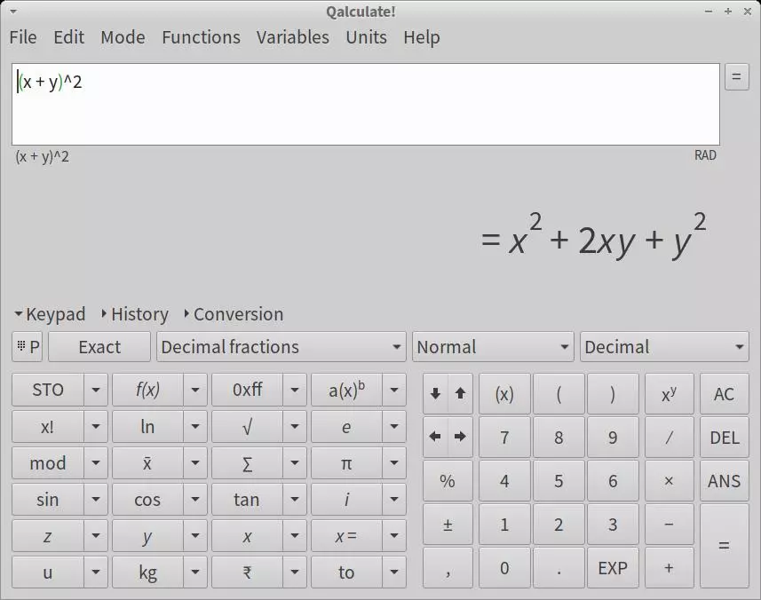 Aplikacionet më të mira për zgjidhjen e ekuacioneve matematikore për Linux 1557_2