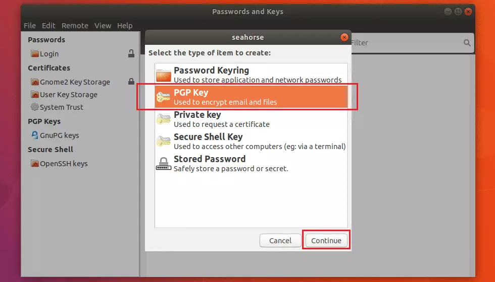 Hvordan installere Seahorse Encryption på Ubuntu 1682_12