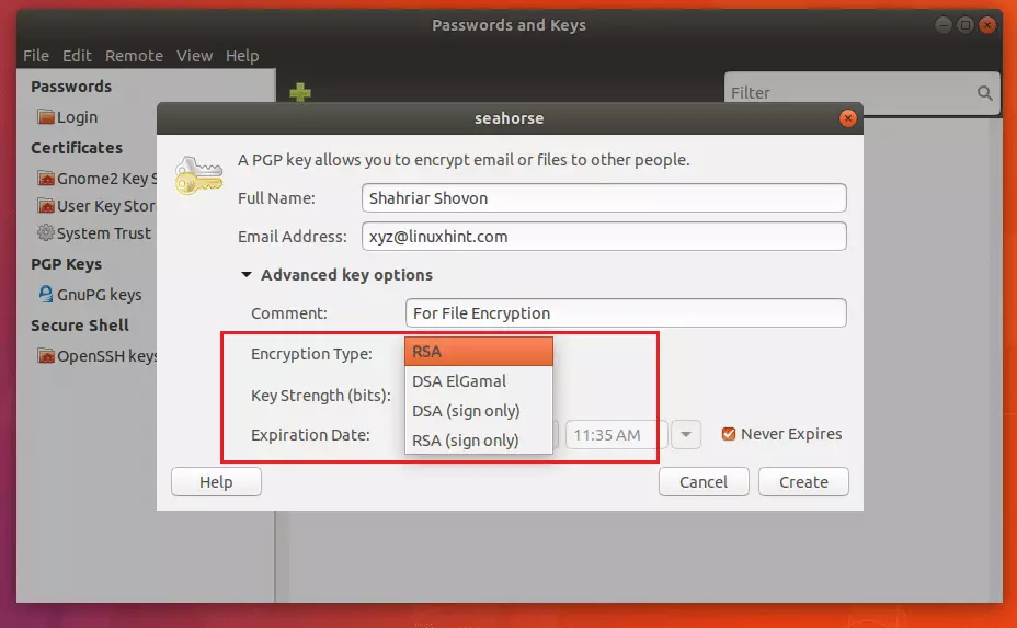 Hvordan installere Seahorse Encryption på Ubuntu 1682_16