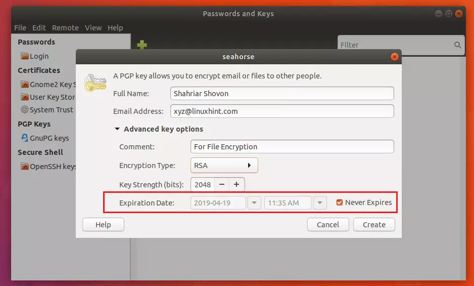 Hvordan installere Seahorse Encryption på Ubuntu 1682_18