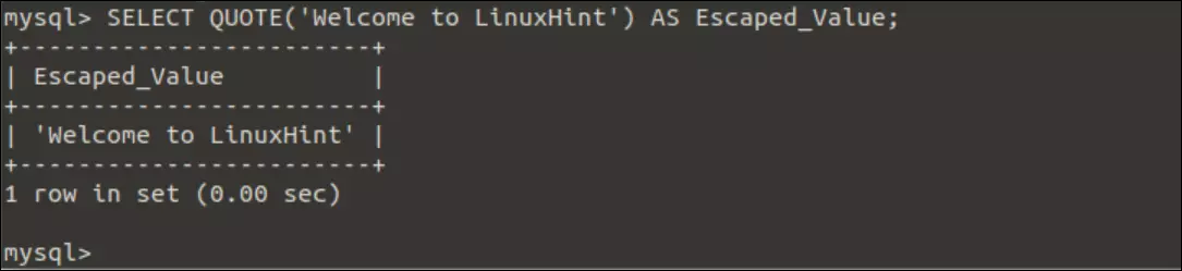 MySQL માં એસ્કેપ સ્ટ્રિંગ 1712_1