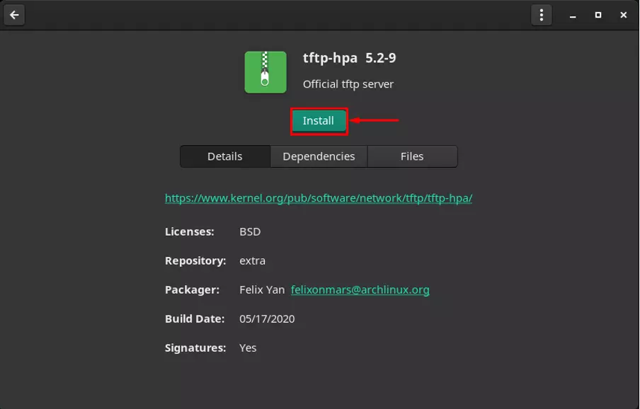 Giunsa ang pag-install ug pag-configure sa TFTP server sa Manjaro 1751_5