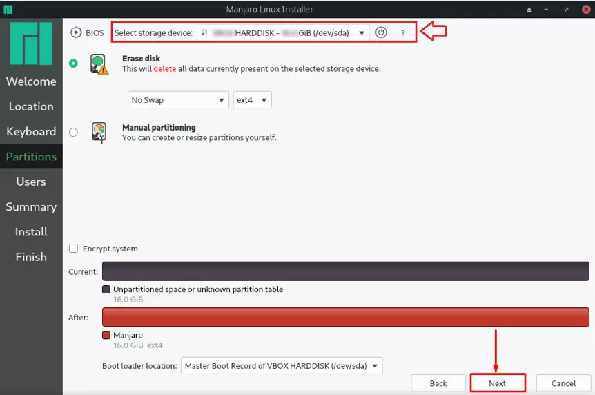 Uyifaka kanjani i-Manjaro ku-hard drive yangaphandle 1755_12