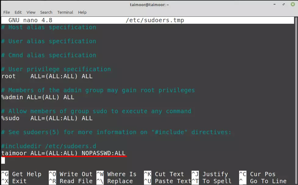 Linux Mint တွင် စကားဝှက်မဲ့ sudo ကို ဘယ်လိုပြင်ဆင်မလဲ။ 175_4