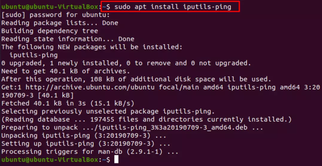 Команда Ping не знайдена в Ubuntu Linux 1792_2