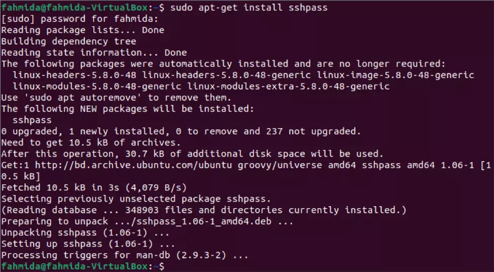 Cómo usar sshpass para inicio de sesión SSH no interactivo 1846_1