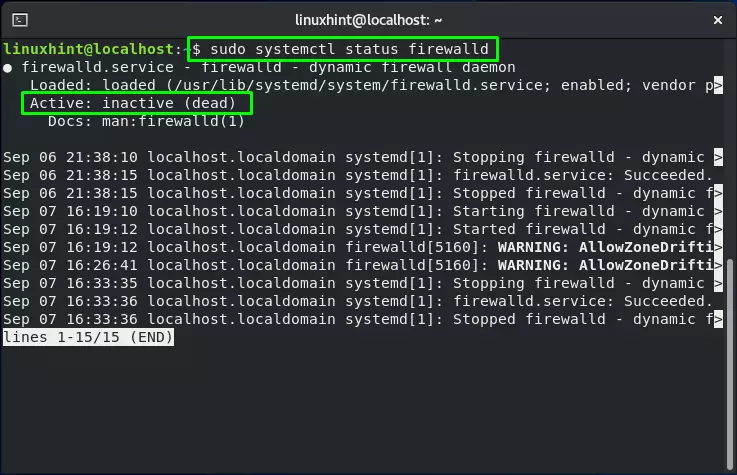 Kako popraviti napako »FirewallD se ne izvaja« v sistemu CentOS 193_13