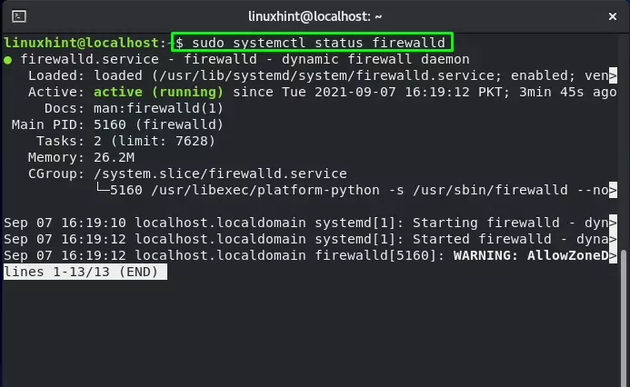 Kako popraviti napako »FirewallD se ne izvaja« v sistemu CentOS 193_16