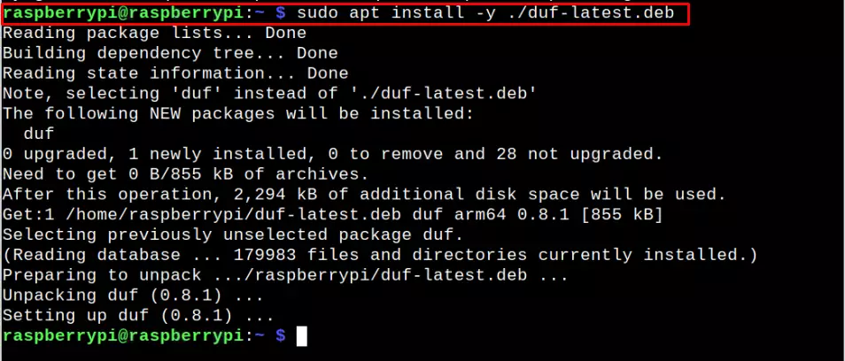 Giunsa Pagkuha ang Impormasyon sa Disk sa Raspberry Pi Gamit ang Duf Utility 2064_2