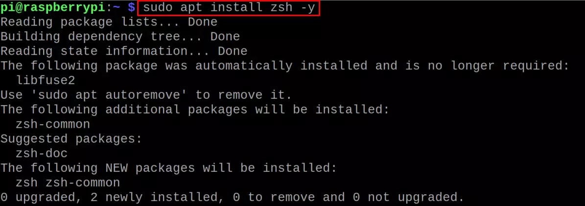 په Raspberry Pi کې Zsh (Z شیل) څنګه نصب او تنظیم کړئ 2086_1