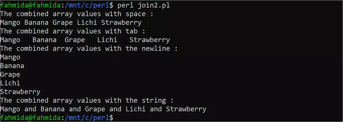 Funktsiooni PERL join() kasutamine 2184_2