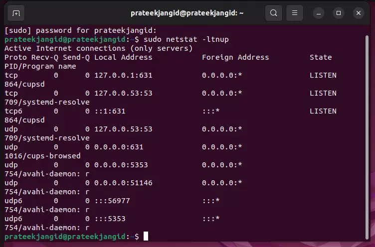 Linux တွင် PID ကိုအသုံးပြုထားသော Port ကိုရှာပါ။ 21_1