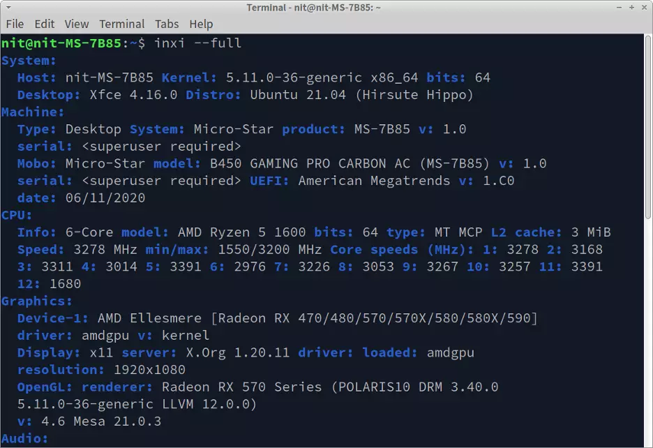 Как да използвате командата Inxi в Linux 2206_3