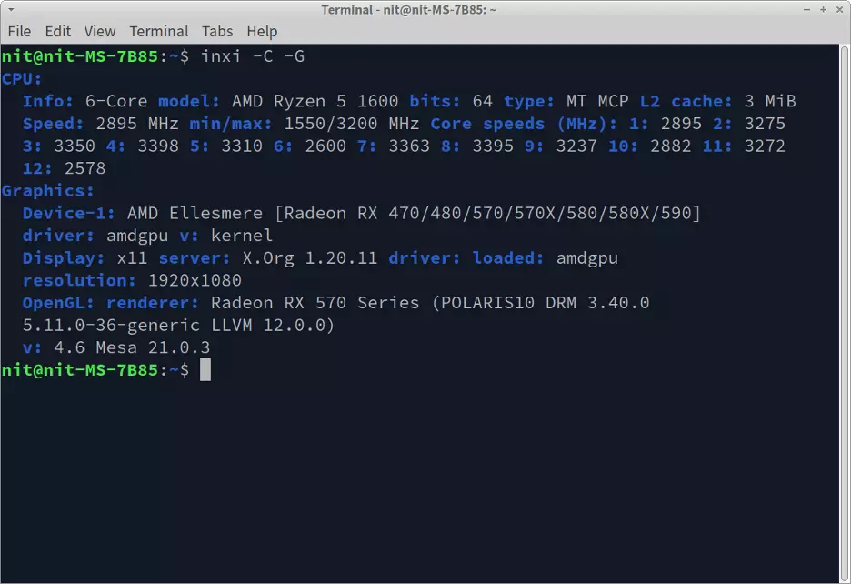 Как да използвате командата Inxi в Linux 2206_5