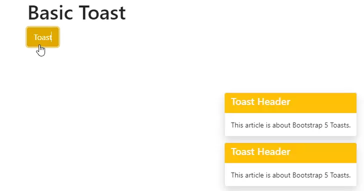 Kako ustvariti in odpreti toast v Bootstrap 5 2259_3