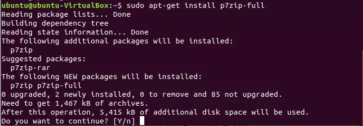 დააინსტალირეთ 7Zip შეკუმშვის ინსტრუმენტი Ubuntu-ზე 2309_2