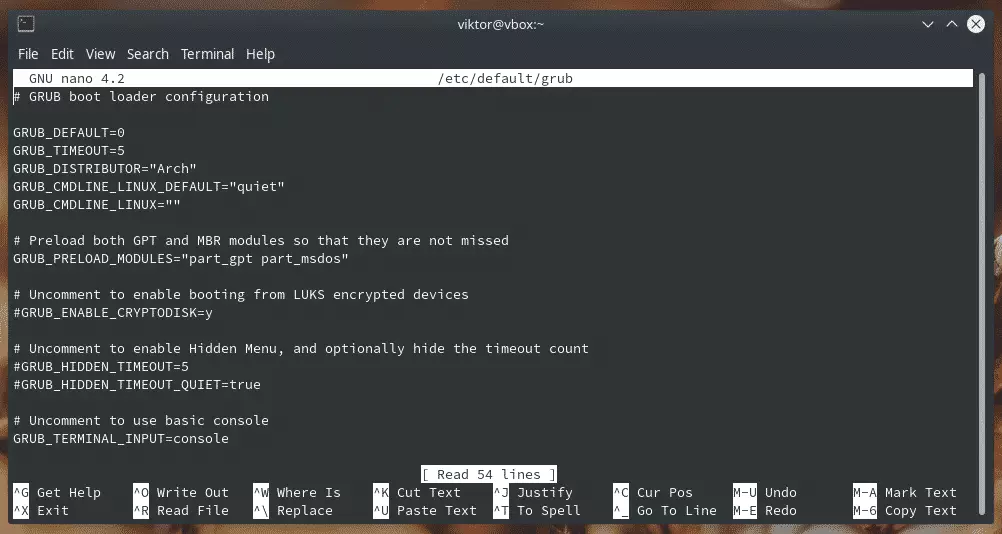 Faʻafefea ona faʻafouina le GRUB ile Arch Linux 2316_4