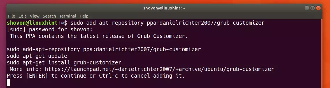 በኡቡንቱ ላይ Grub Customizer ን ይጫኑ 2322_2