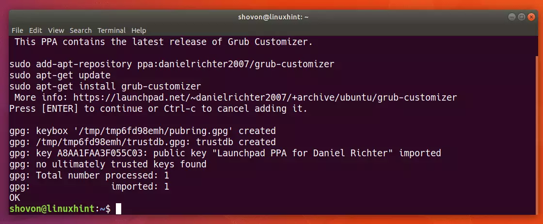 Ubuntu پر Grub Customizer انسٹال کریں۔ 2322_3