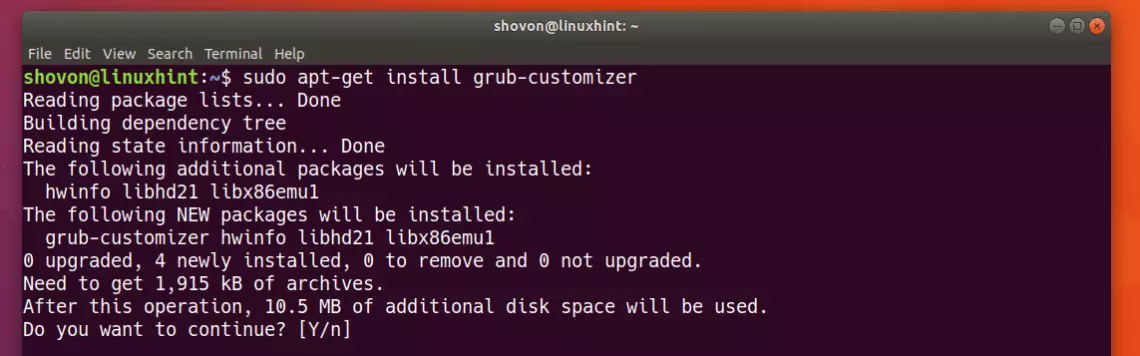 Տեղադրեք Grub Customizer-ը Ubuntu-ում 2322_7