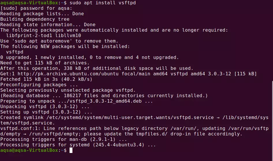 Ubuntu 20.04-də FTP serverini necə quraşdırmaq olar 2336_4