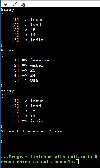 PHP array_diff_key() လုပ်ဆောင်ချက်