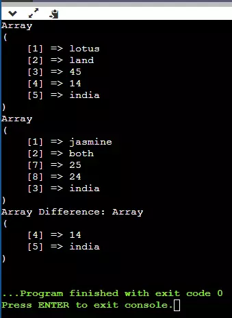 د PHP array_diff_key() فنکشن 2355_4