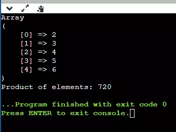 PHP दायरा(), array_sum() र array_product प्रकार्यहरू 2362_6