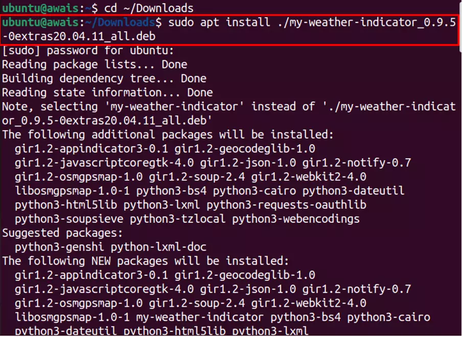 Как установить индикатор погоды для Ubuntu 22.04 (LTS) 2421_4