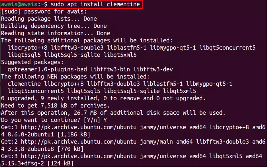 如何在 Ubuntu 22.04 上安装 Clementine 音乐播放器 2423_2