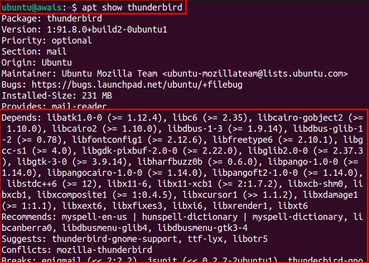 Ubuntu 22.04 da paketning bog'liqligini qanday tekshirish mumkin 2424_1