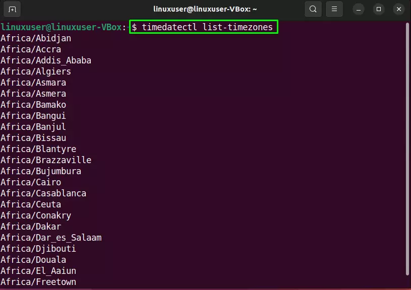 Ubuntu 22.04 da vaqt mintaqasini qanday o'rnatish yoki o'zgartirish 2433_4