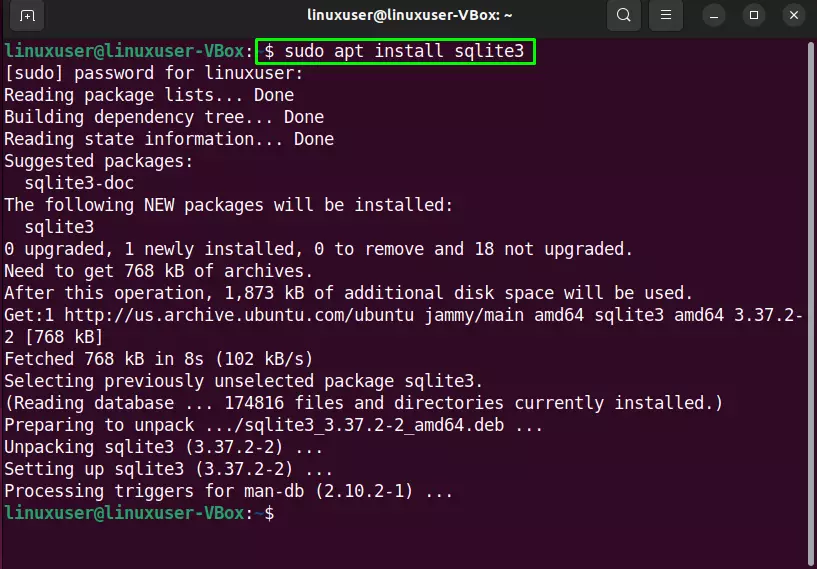 உபுண்டு 22.04 இல் SQLite 3 ஐ எவ்வாறு நிறுவுவது 2434_3