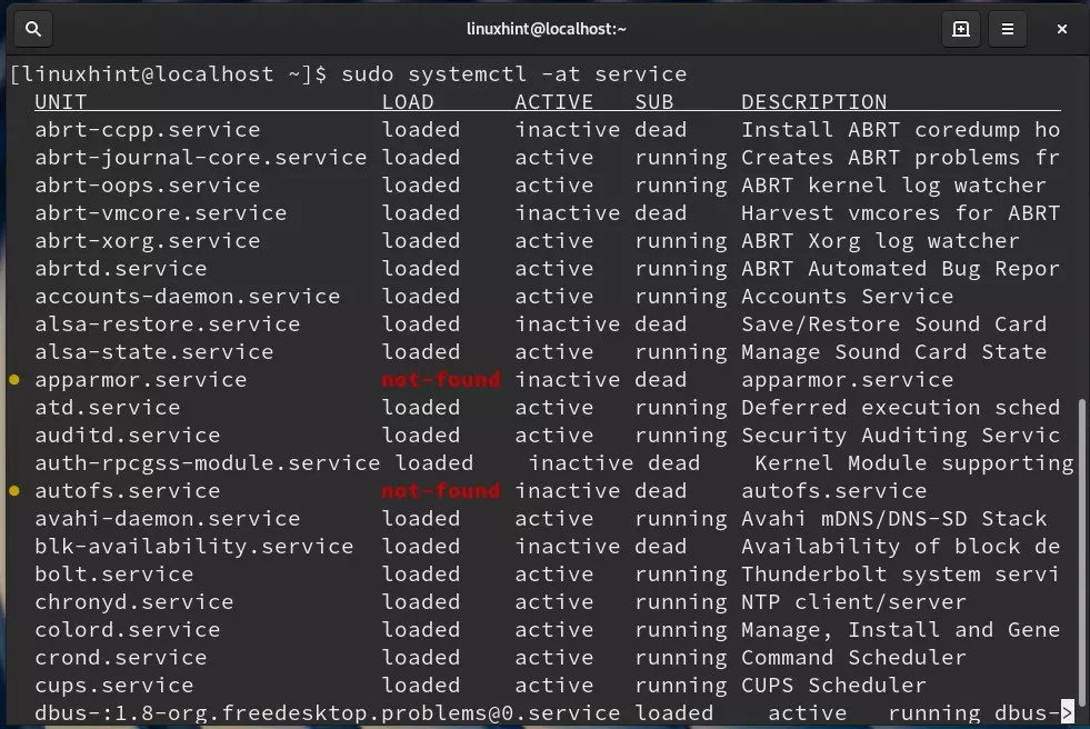 Com llistar els serveis d'arrencada en el moment de l'arrencada a Fedora Linux? 2535_2