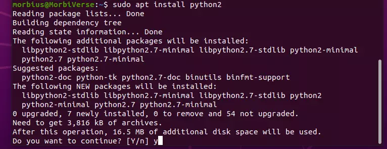 Maitiro ekuisa Python 2 paUbuntu 2599_1