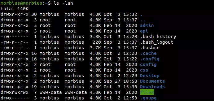 Kontrollera filbehörigheter med ls Linux 2756_4