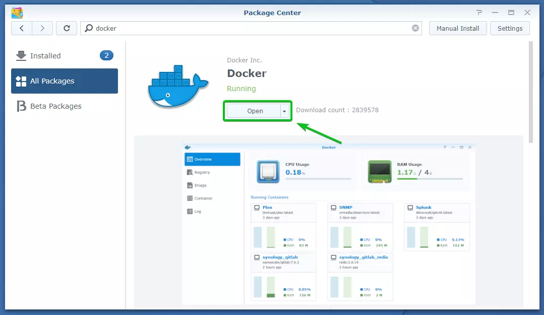 Akwa Docker na-agba ọsọ na Synology NAS 2869_7