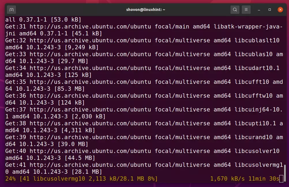 Ubuntu 20.04 LTS මත CUDA ස්ථාපනය කරන්නේ කෙසේද? 2872_15