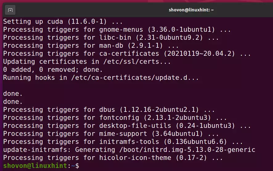 Ubuntu 20.04 LTS මත CUDA ස්ථාපනය කරන්නේ කෙසේද? 2872_36