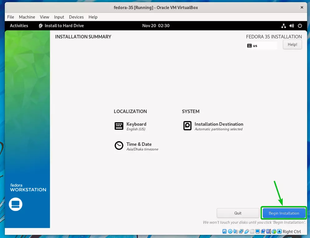 Meriv çawa Fedora Workstation 35 li ser VirtualBox saz dike 2878_50