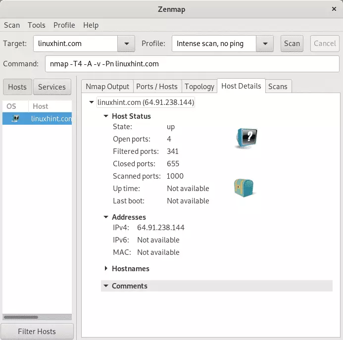 Zenmap (Nmap GUI) instalēšana un izmantošana Ubuntu un Debian 2910_17