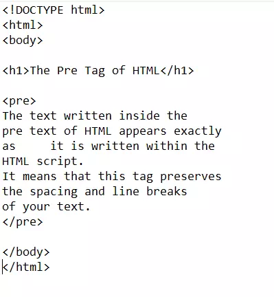 HTML Pre Tag