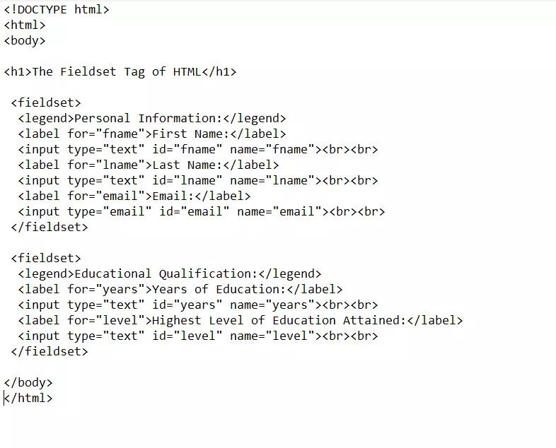 Tag do conjunto de campos HTML 3041_3