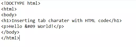 କୋଡ୍ ସହିତ HTML ସନ୍ନିବେଶ ଟ୍ୟାବ୍ ଏବଂ ସ୍ପେସ୍ ଅକ୍ଷର | 3046_1