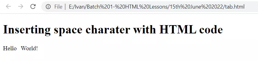 କୋଡ୍ ସହିତ HTML ସନ୍ନିବେଶ ଟ୍ୟାବ୍ ଏବଂ ସ୍ପେସ୍ ଅକ୍ଷର | 3046_10